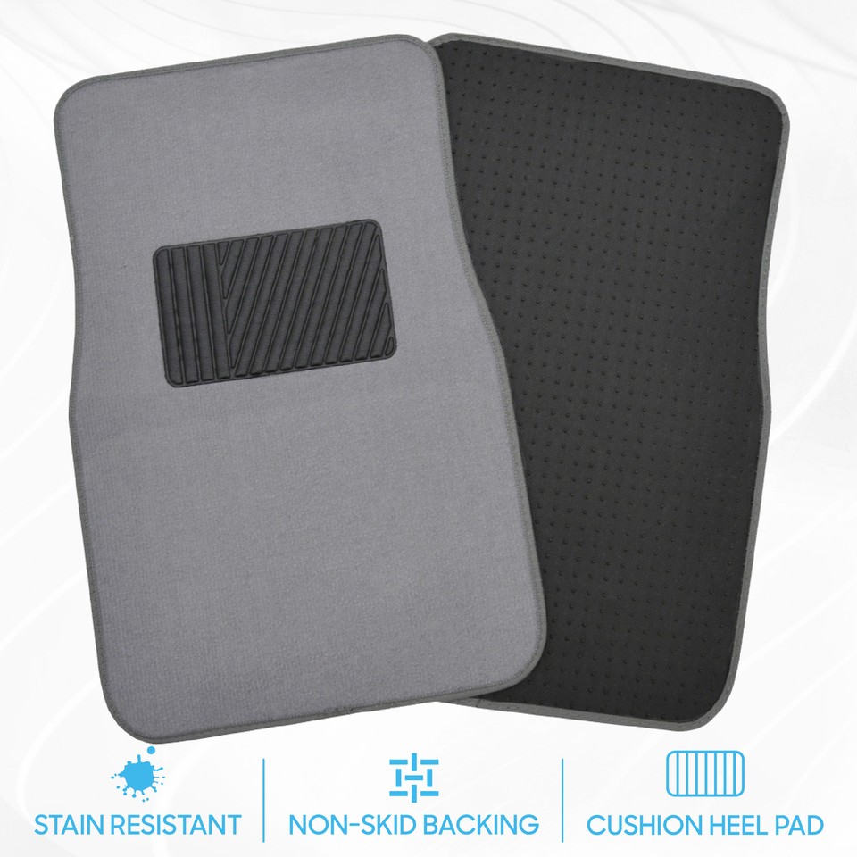 Car Carpet Floor Mats 4 Piece Vinyl Heel Pad Rug for Sedan & SUV Car ...
