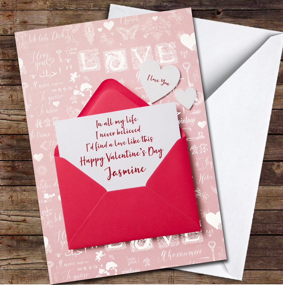 Love Letter In Red Paper Envelope Personalised Valentine's Day Card ...