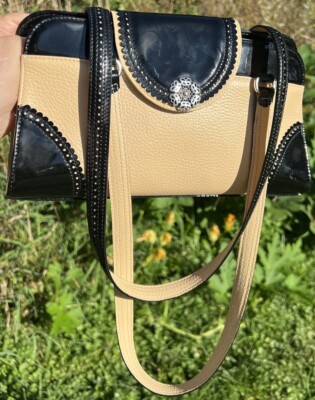 BRIGHTON LUCKY 4-Leaf CLOVER + Patent Leather MG Purse HandBag Satchel ...