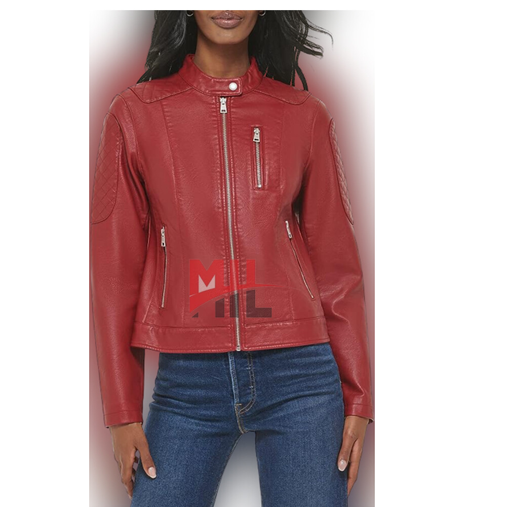 Handmade Women Red Genuine Leather Jacket, Fashion Jacket In Slim Fit ...