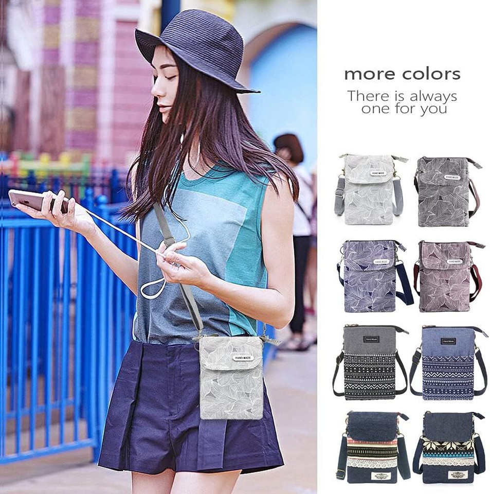 Roomy Cell Phone Purse Wallet Canvas Small Crossbody Bags with Gray | eBay