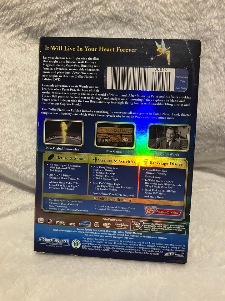 Walt Disneys Peter Pan 2-Disc Platinum Edition New Sealed DVD | eBay