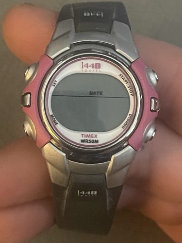 Timex 1440 Sports Ladies 34mm Watch Indiglo Quartz Digital Pink/Gray ...