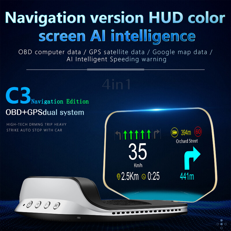 Car HUD Head Up Display Projector Display with Reflector Over Speed ...