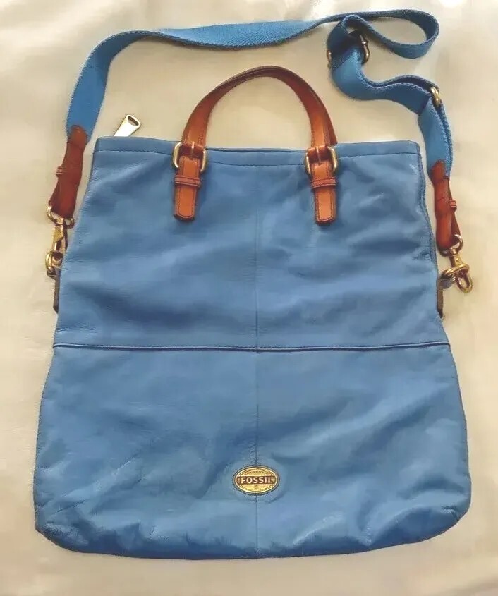 Fossil Explorer Large Leather Fold Over Handbag Cross… - Gem