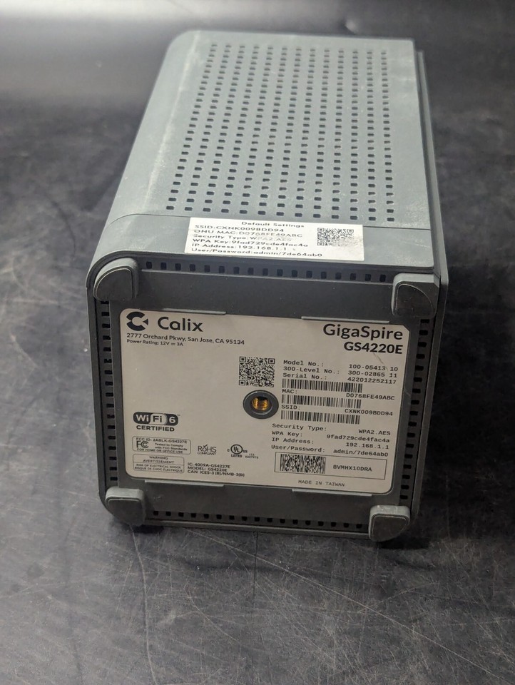Calix GigaSpire BLAST u6.1 GS4220E 100-05413 WiFi6 Gigabit Router-Lot ...