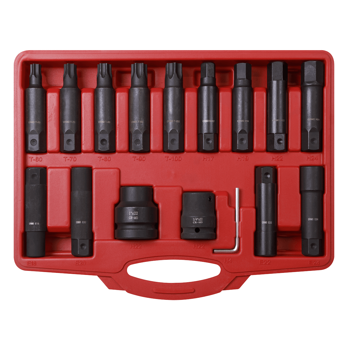 Sealey 16 Piece Combination Drive Impact Hexagon and Torx Socket ...
