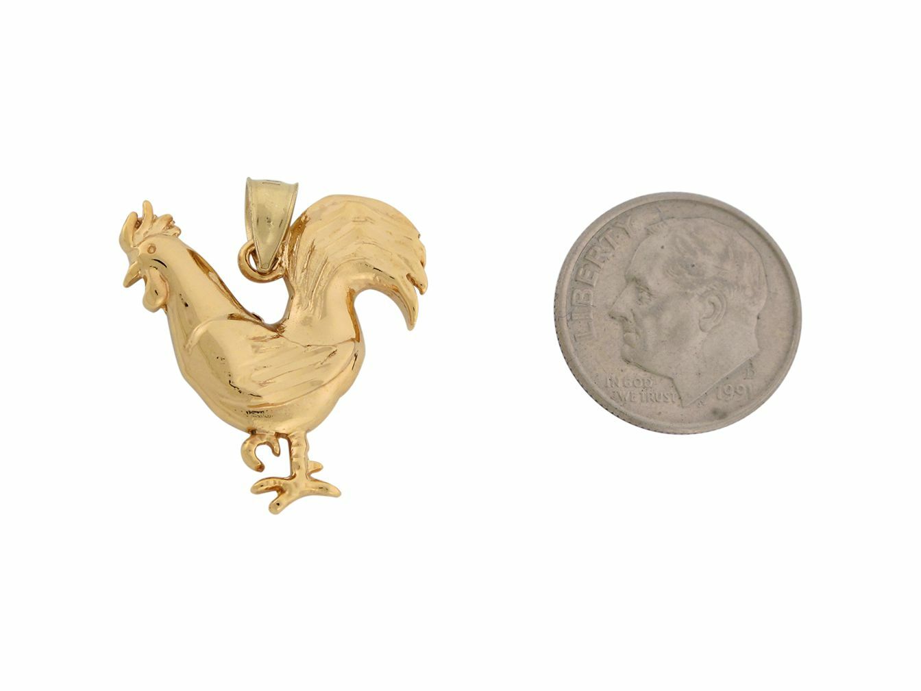10k or 14k Yellow Gold Cute Rooster Charm Pendant | eBay