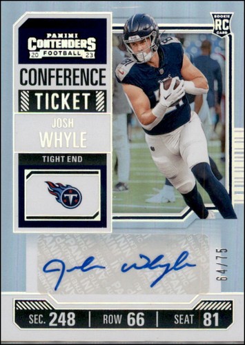 2023 Panini Contenders #246 Josh Whyle RC Auto /75 Silver Titans Rookie ...