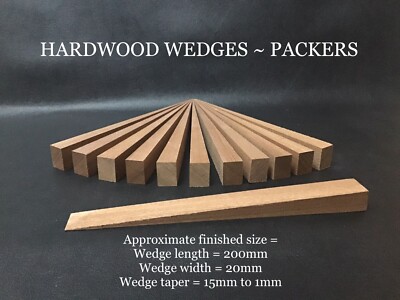 HARDWOOD QUALITY WEDGES ~ SHIMS ~ PACKERS 200mm x 20mm WITH A 15mm TO ...
