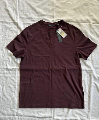 Perry Ellis Men's Burgundy Striped V-Neck T-Shirt Size Medium NWT | eBay
