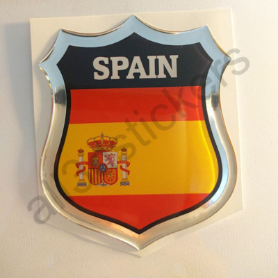Sticker Spain Emblem 3D Resin Domed Gel Spain Flag Vinyl Decal Car ...
