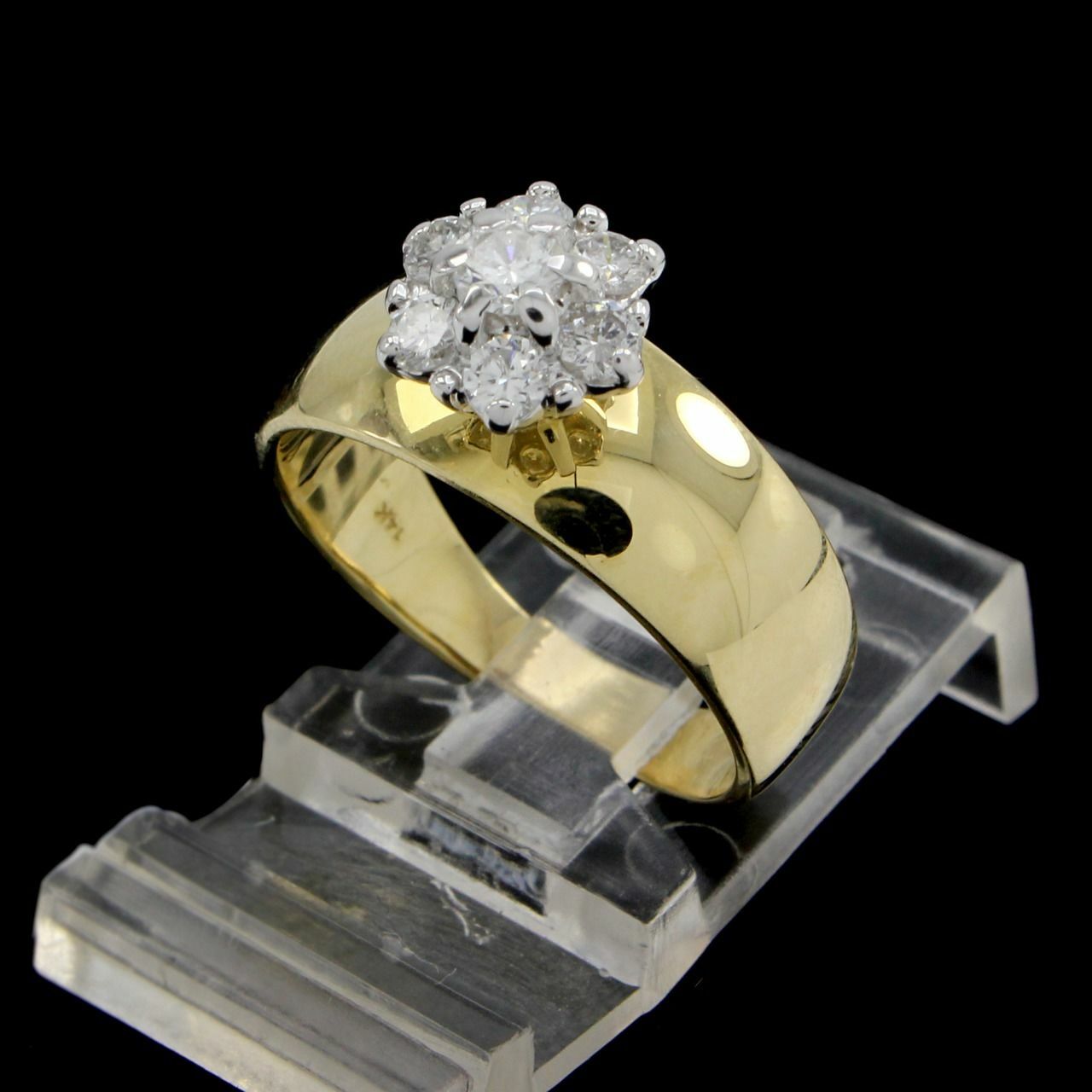 1/2Ct Round Diamond 14K Yellow Gold Flower Wedding Ring | eBay