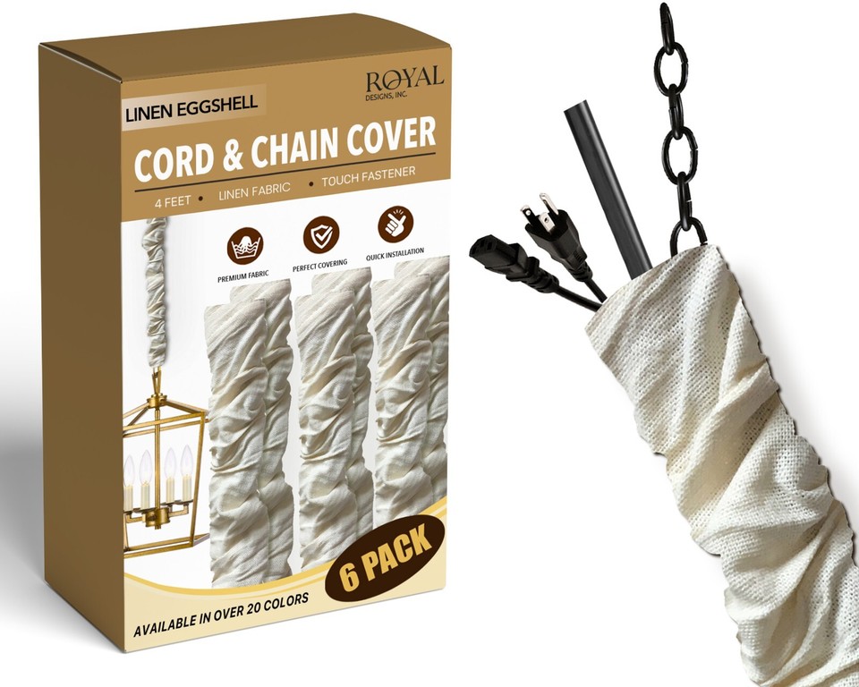 Royal Designs, Inc. Decorative Fabric Cord Cover Chandelier Chain Cover ...