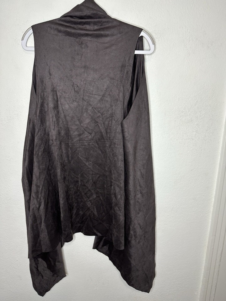 Demdaco Charcoal Gray Suede Flowy Open Front Tunic Vest One Size | eBay