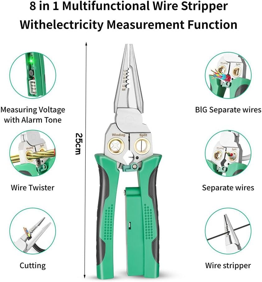 8-In-1 Professional Wire Stripper and Cutter Tool with Voltage Tester ...