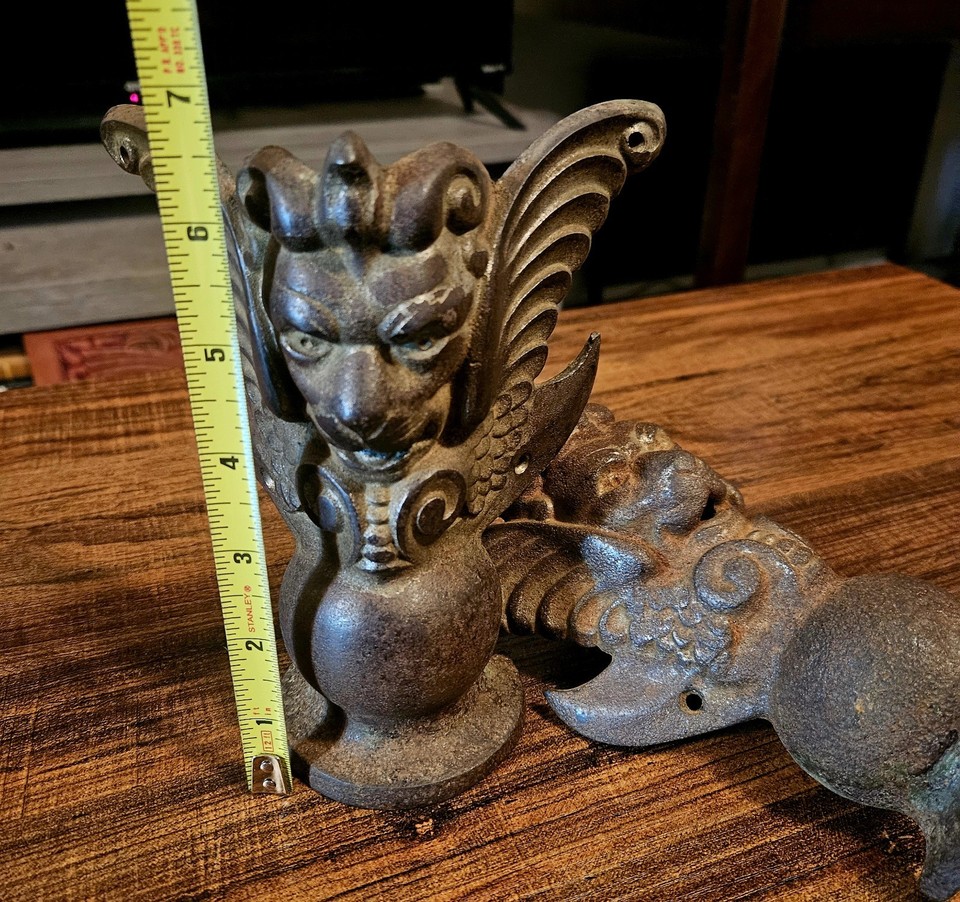 Victorian Era Cast Iron Lion/Gargoyle/Imp figures. ANTIQUE FURNITURE ...