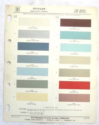 1962 BUICK PPG COLOR PAINT CHIP CHART ALL MODELS ORIGINAL | eBay