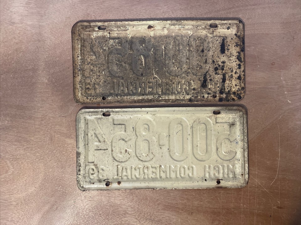 1939 Michigan Commercial License Plate Pair # 500 854 | eBay