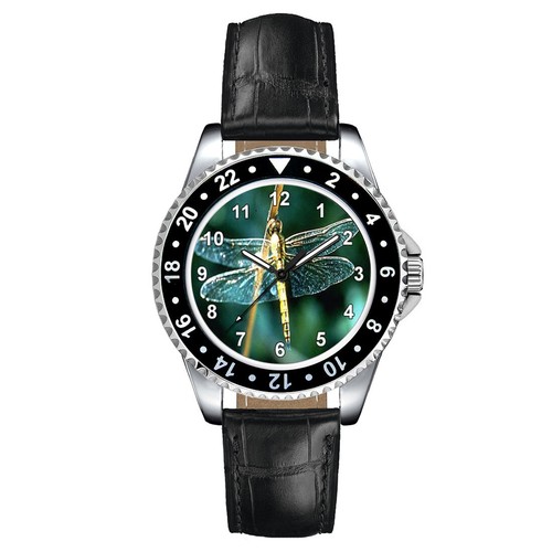 Dragonfly Insect Fashion Unisex Mens Ladies Black Leather Strap Wrist ...