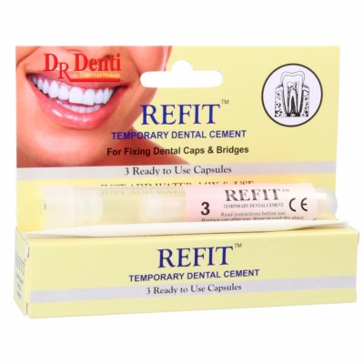 DR DENTI REFIT Temporary Dental Cement Cap Bridge Repair Denture Inlay ...
