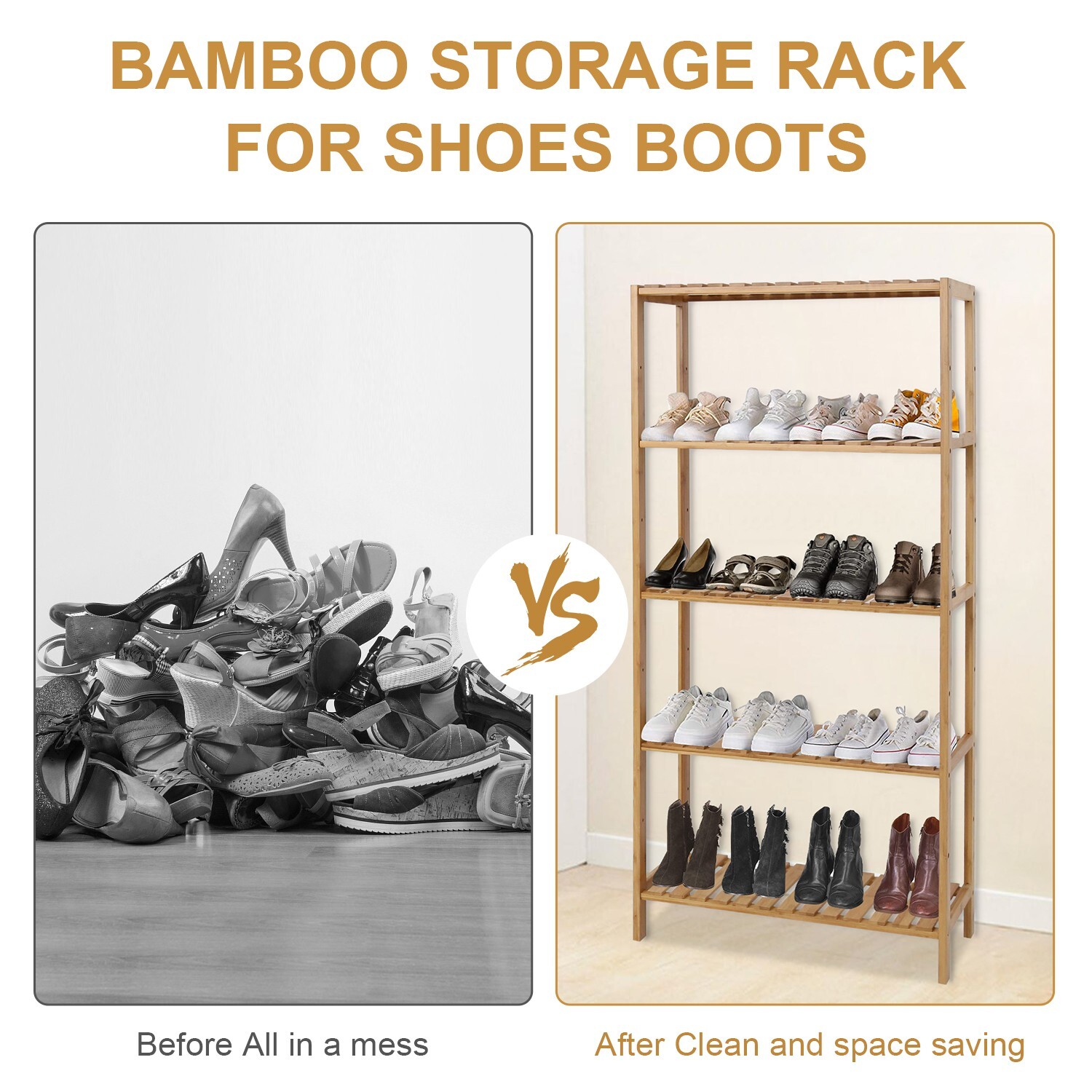 5-Tier Bamboo Rack Multifunctional Storage Shelf Display Stand Plant ...