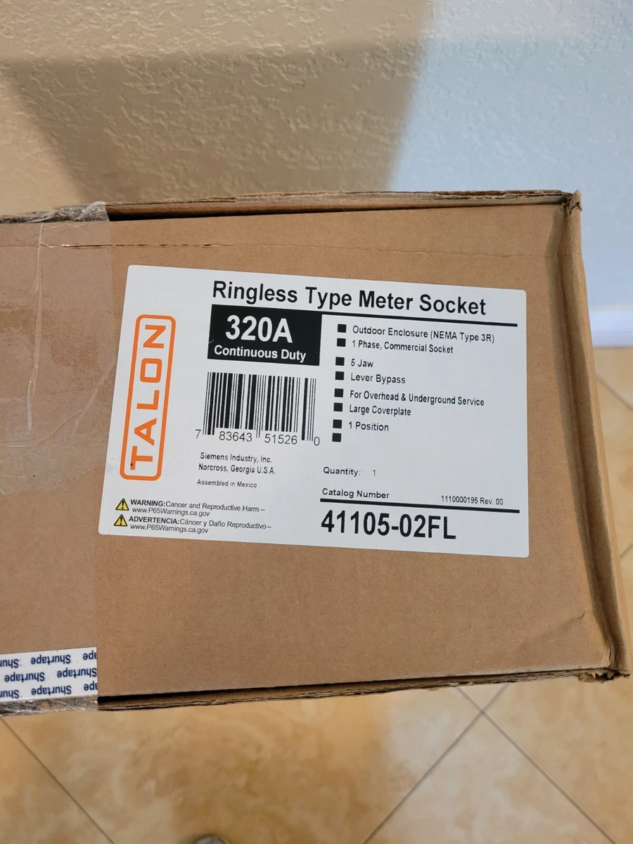 Siemens/Talon Ringless Type Meter Socket 400 Amp 120/240v, 50% OFF