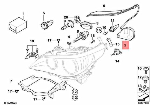 Genuine RIGHT HEADLIGHT COVER BMW E60 E61 520d 520i 523i 523Li 525d ...