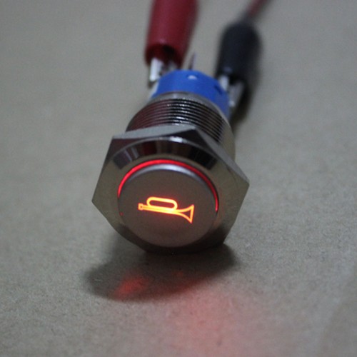 19mm 12V Red LED Momentary Push Button Metal Switch car boat speakers ...