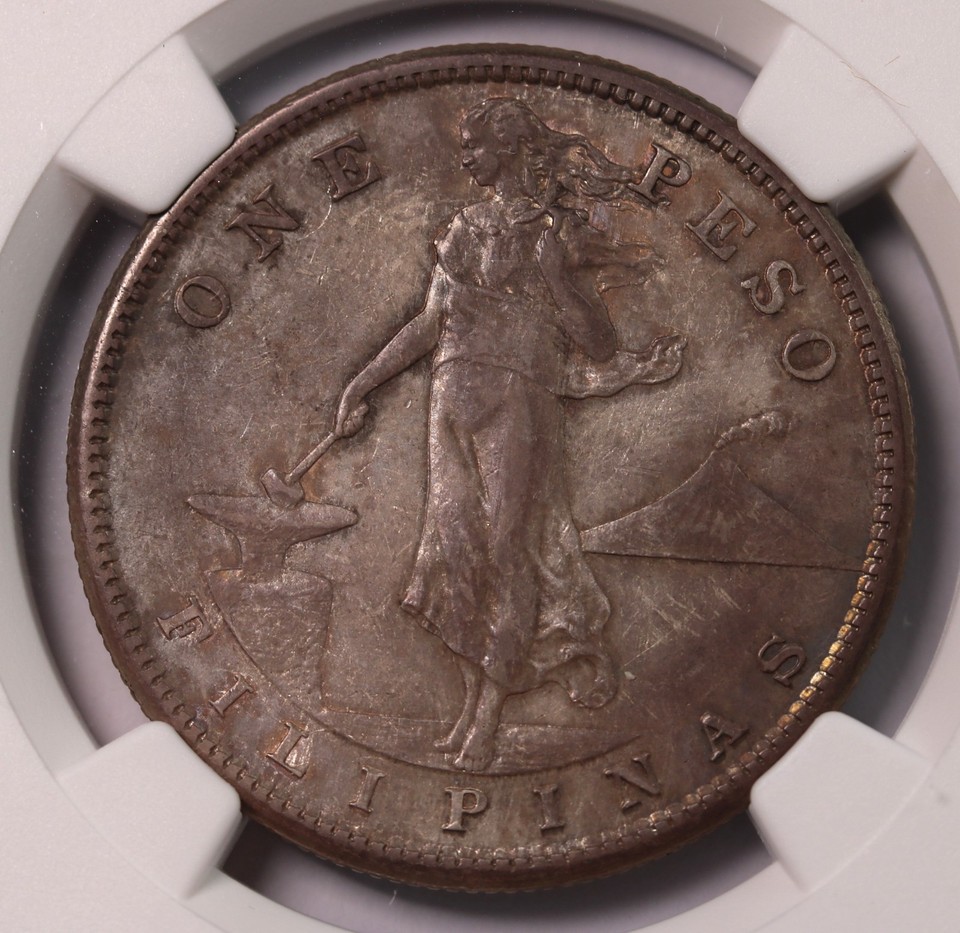 1908 S US Admin- Philippines Silver Peso Coin KM# 172 NGC AU Details | eBay