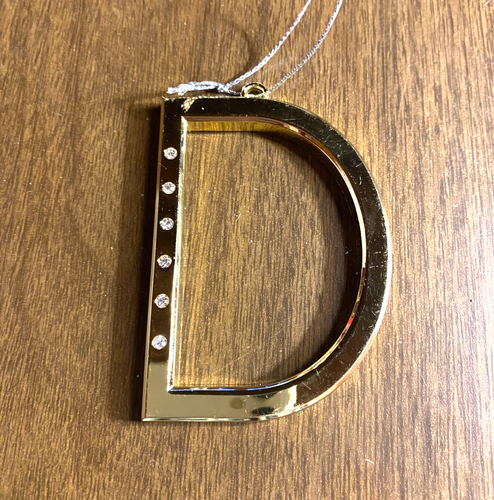 Monogram Initial Letter D Metal Gold Tone Rhinestone Christmas Ornament ...