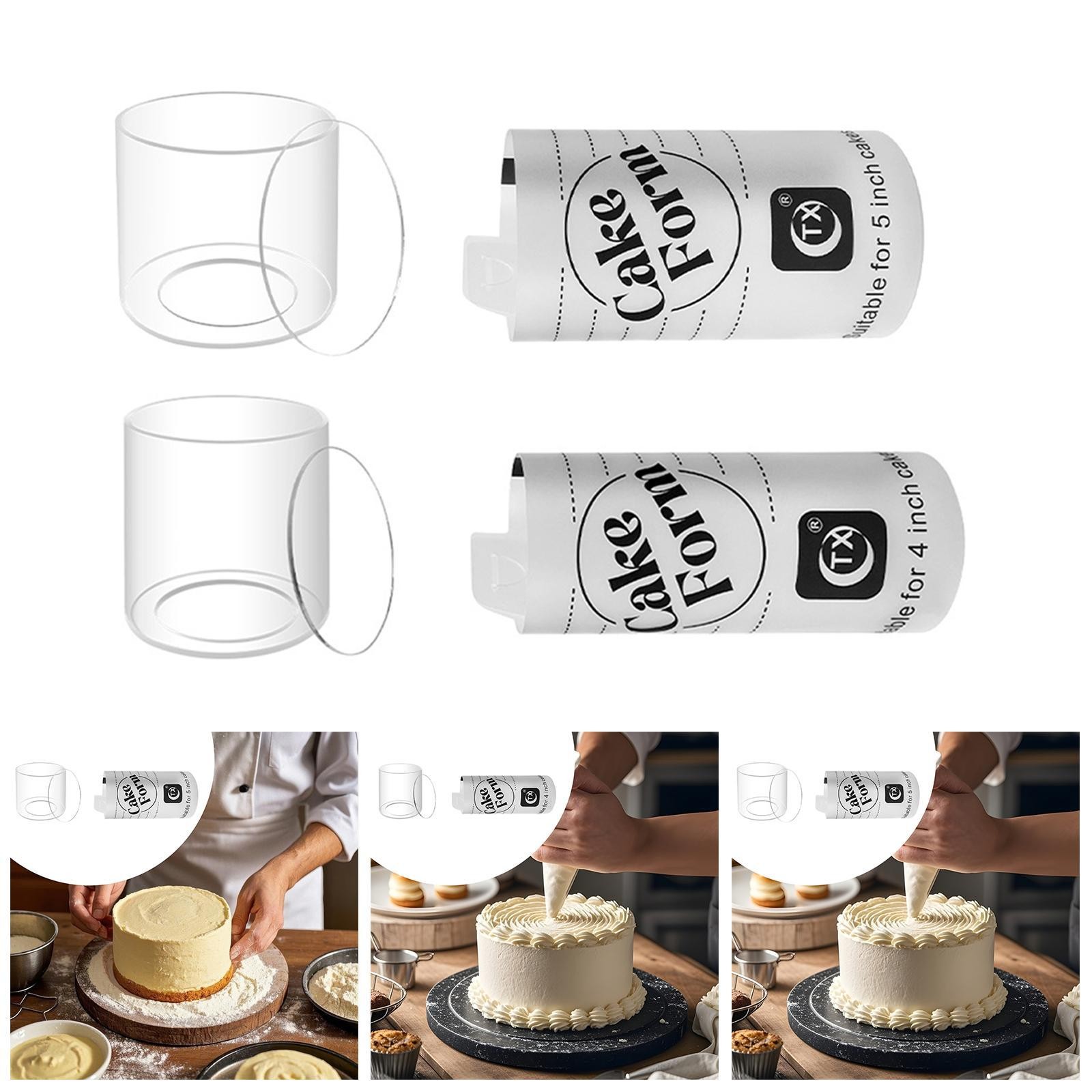 Premium Acrylic Cake Form Ring Round Cake Mold Base with Scale Baking ...