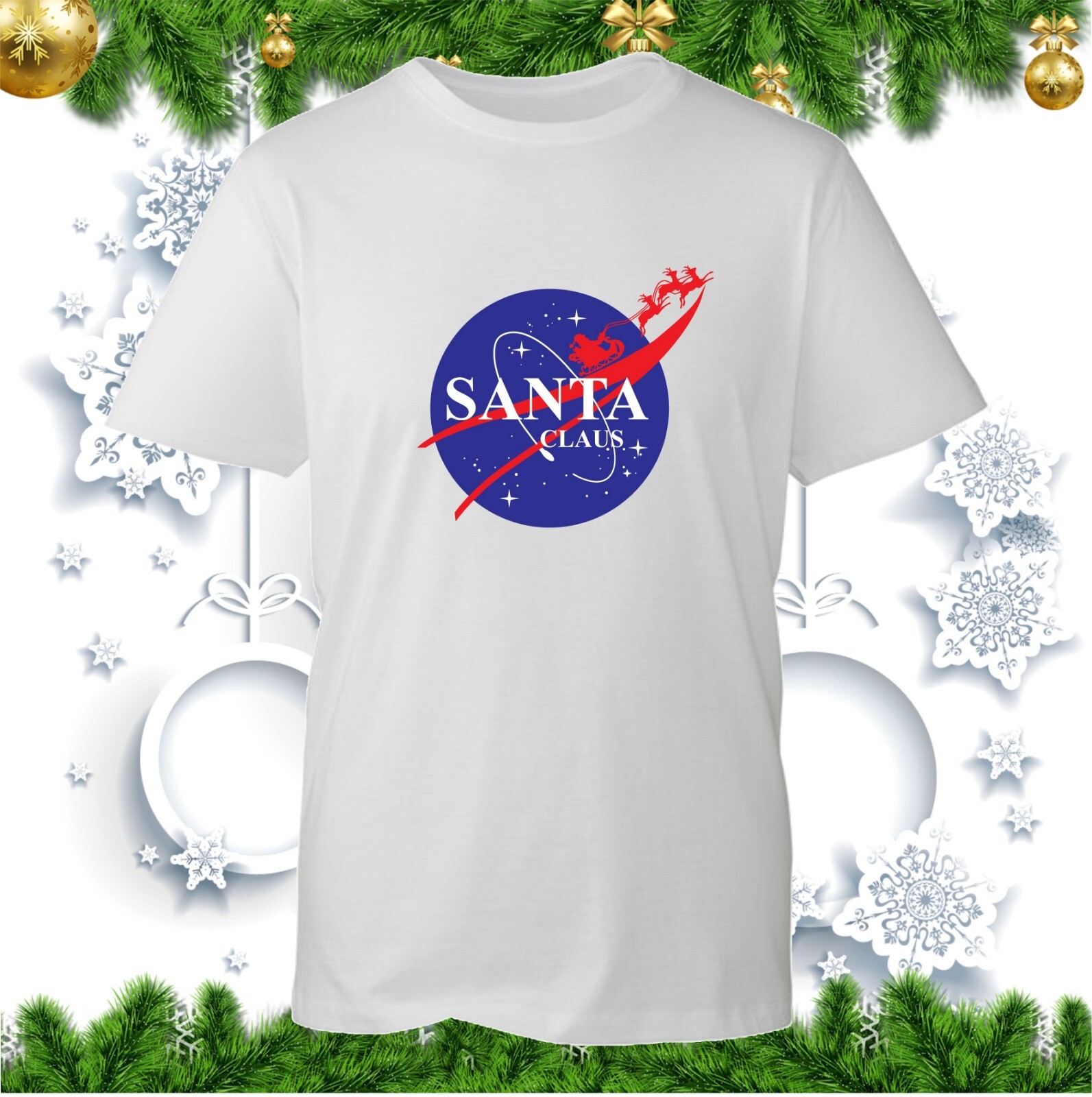 Santa Claus Nasa Space Logo Spoof T-Shirt Christmas Space Astronaut ...