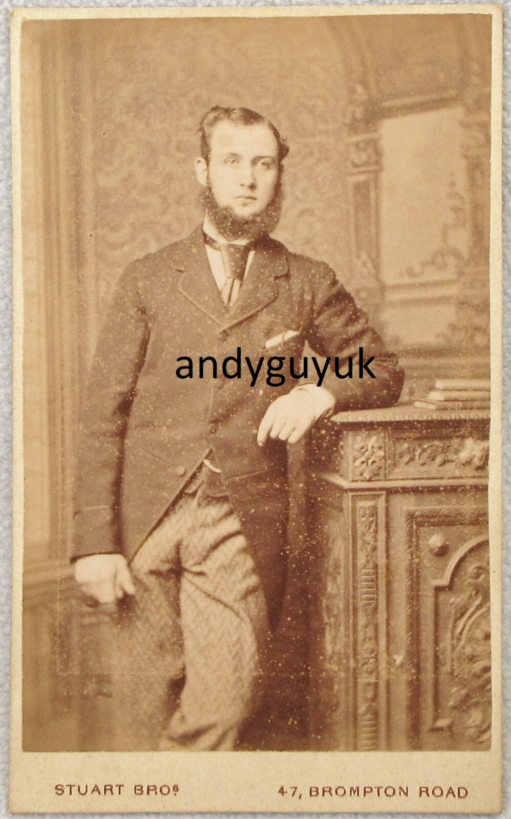 CDV HANDSOME MAN BY STUART LONDON ANTIQUE PHOTO BEARD VICTORIAN DAPPER ...