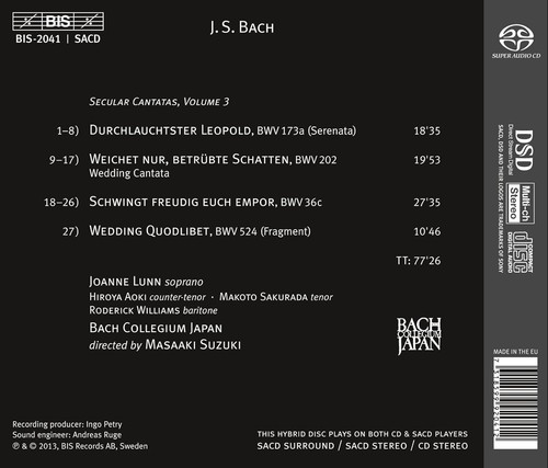 Bach Wedding Cantata [Masaaki Suzuki, Joanne Lunn, Hiroya Aoki] [BIS ...