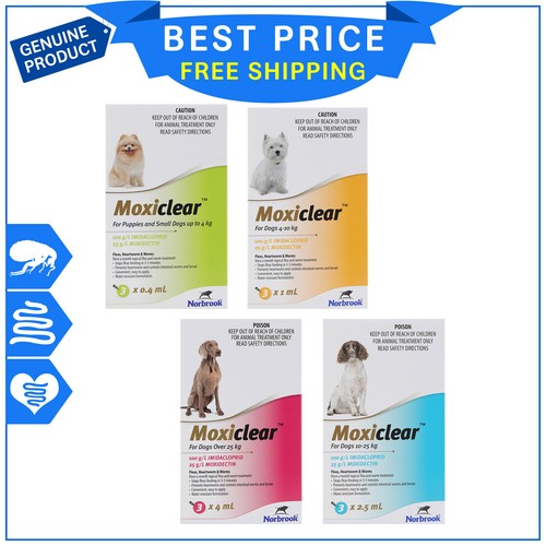 Moxiclear for All Sizes Dogs 3 Pipettes Tick and Control Flea Worm ...