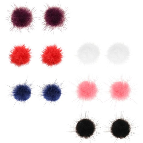 6 Pairs Fuzzy Pom Pom Stud Earring Daisy Ear Studs Plush Ear Stud | eBay