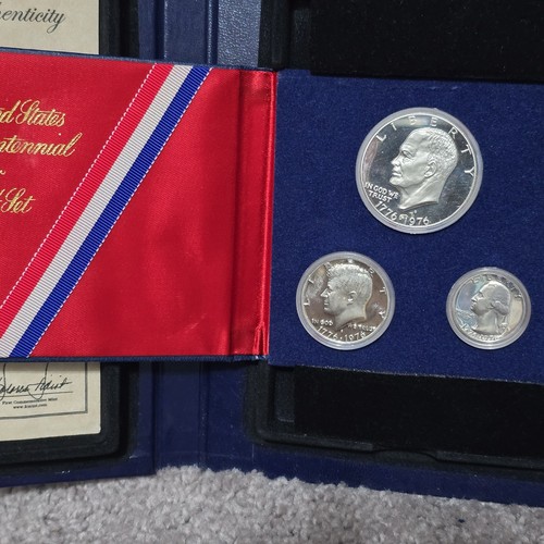 1976-S US Mint 3 Piece Silver PROOF Bicentennial Uncirculated Coin Set ...