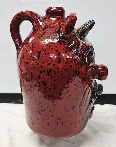 Lynn & Albert Walton Prim. Folk Art Pottery Cigar Smoking Red Devil Pig ...