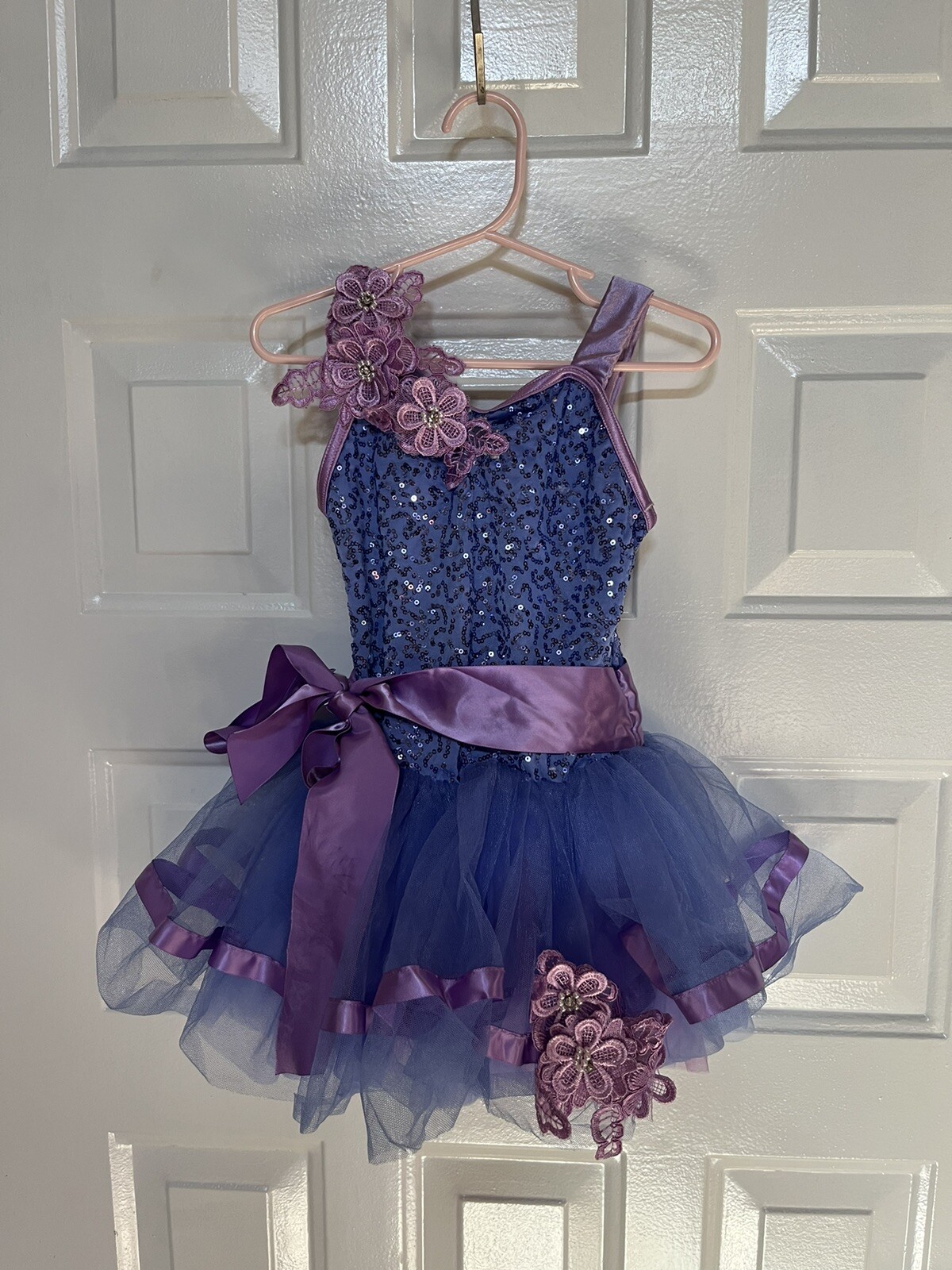Weissman dance costume SC purple blue flowers - Gem