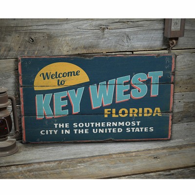 Welcome to Key West Florida Novelty Distressed Sign, Personalized Wood ...
