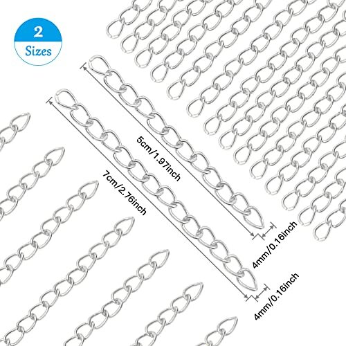 100x Chain Extender for Bracelet Silver Extension Tails Jewelry Making ...