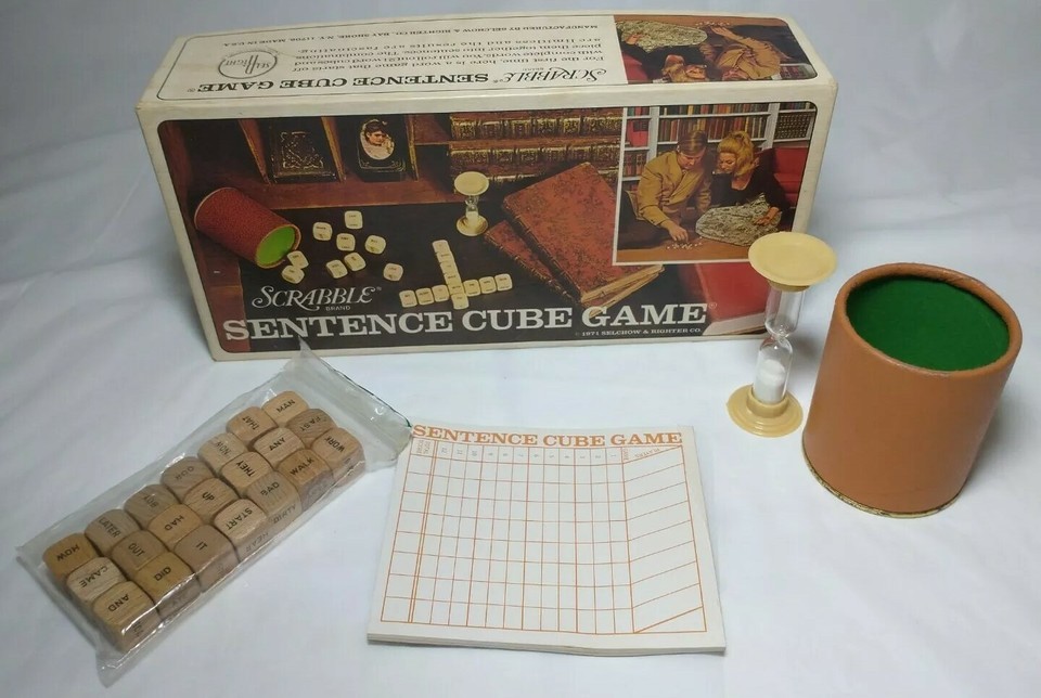 1971 SCRABBLE SENTENCE CUBE GAME by Selchow & Righter Complete Dice ...