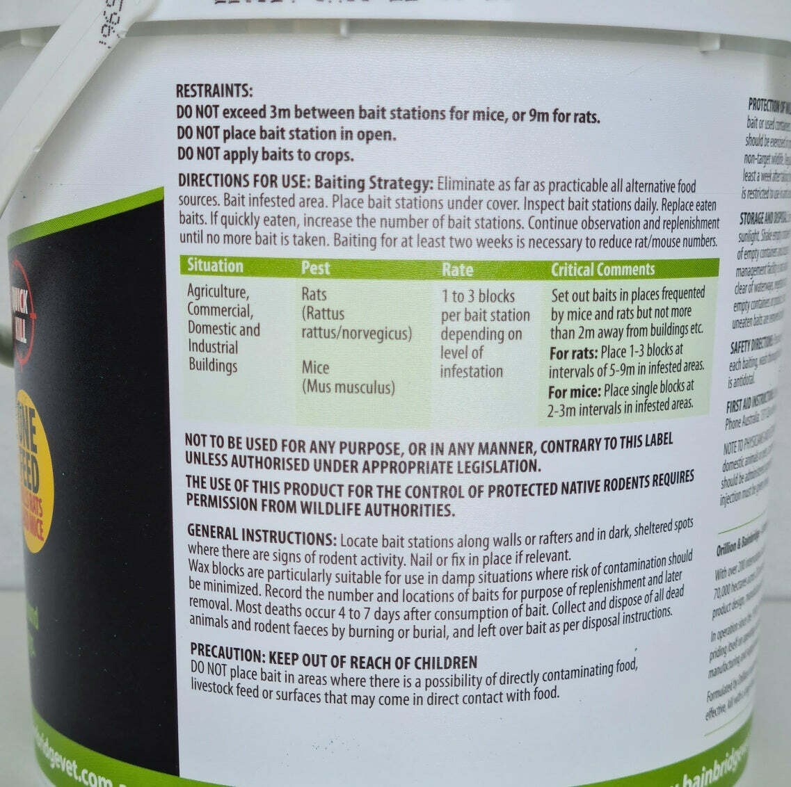 Bainbridge 10kg Quick Kill Single Feed Rat Mouse Rodent Bait Blocks ...