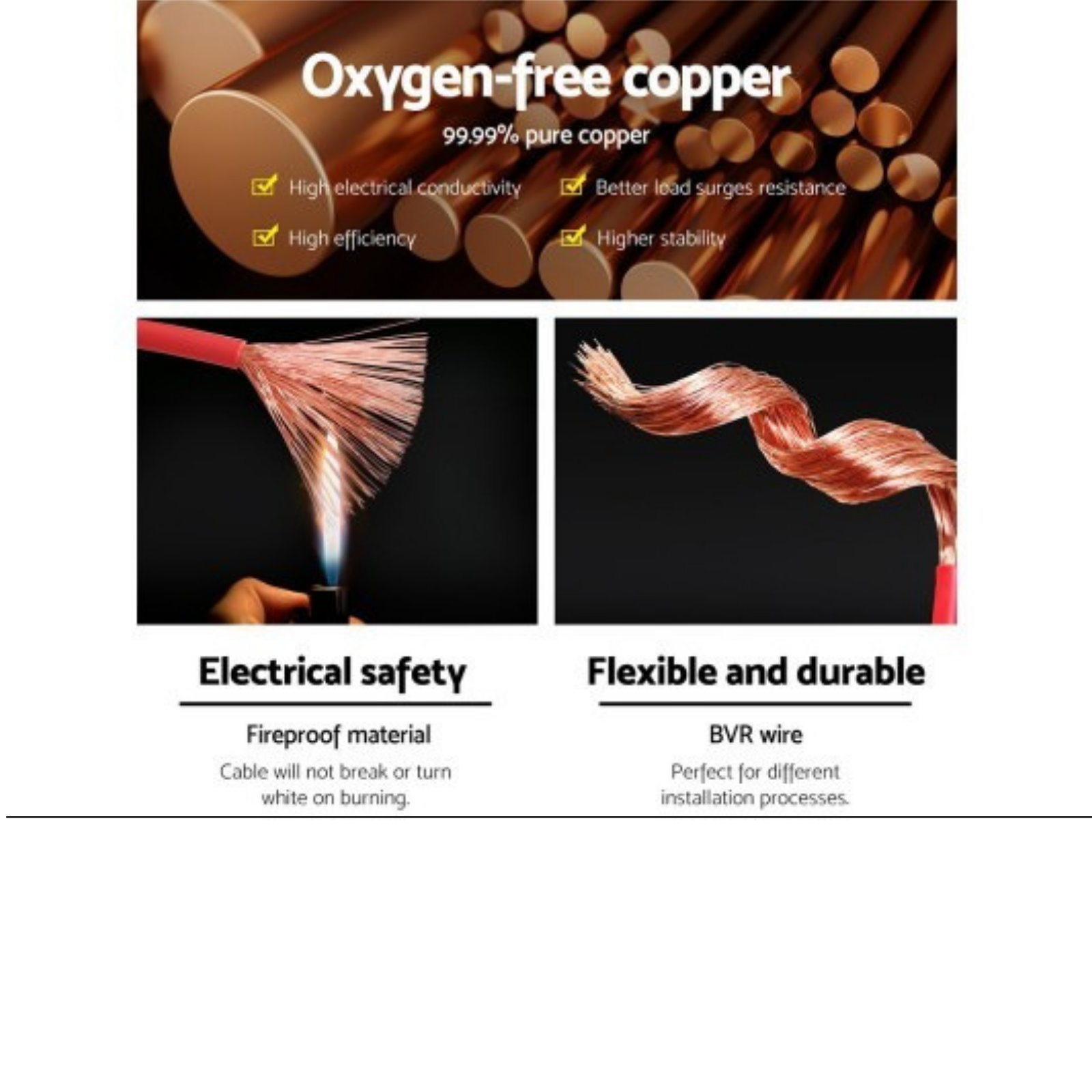 8B&S Twin Core Wire Electrical Cable Electric Extension 10M Car 450V 2 ...