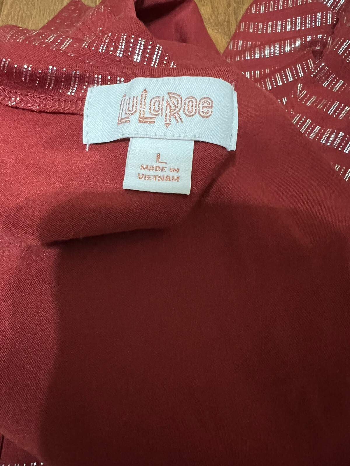 Lularoe Sweater Cover Up, Red and Metallic Silver, Size Large | eBay
