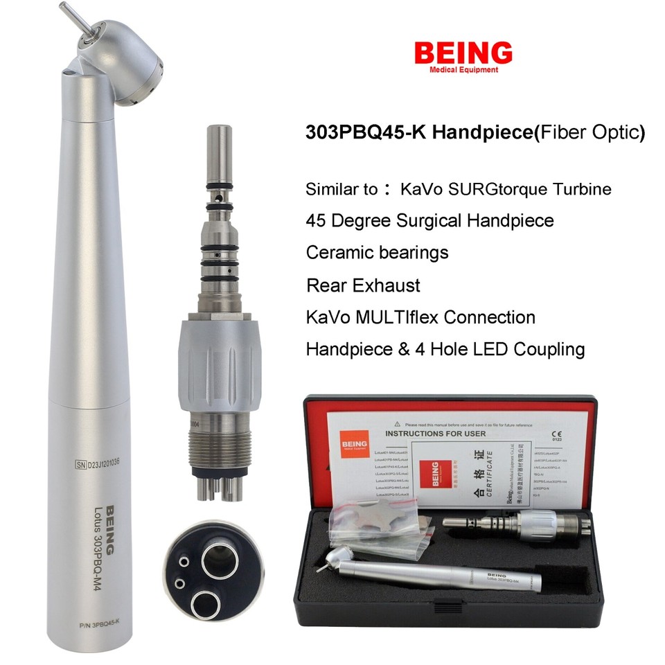 BEING Dental 45 Degree Surgical Handpiece High Speed LED KaVo Coupler 4 ...