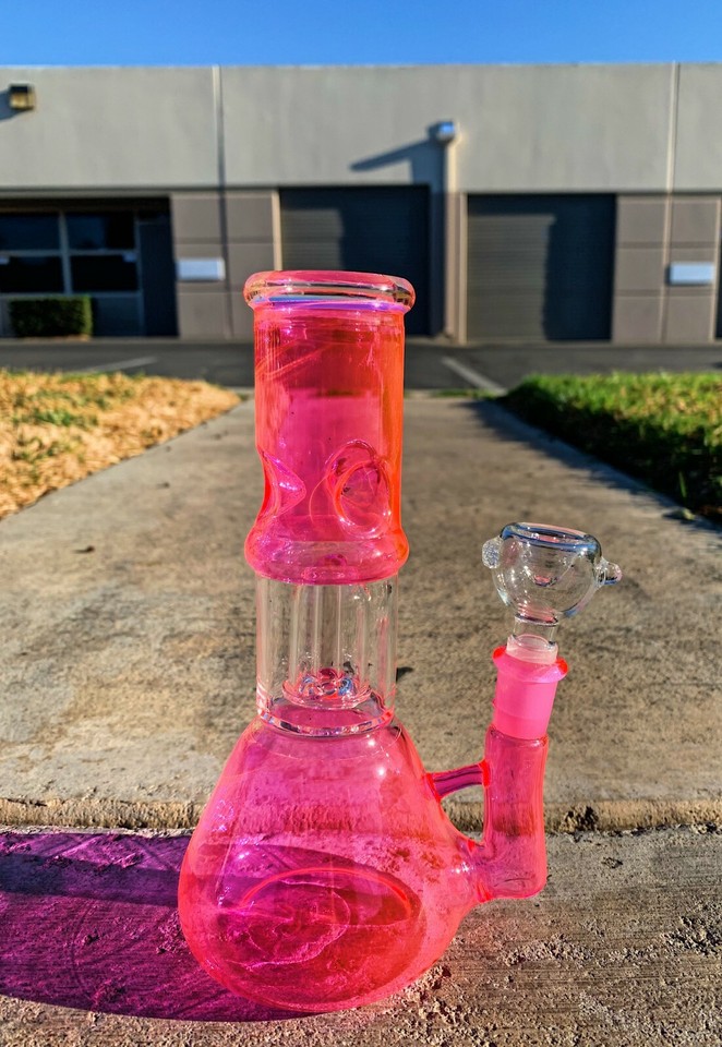 Hookah Water Pipe Glass 8" Pink Side Joint Tobacco Bong w/ Ice Catcher ...