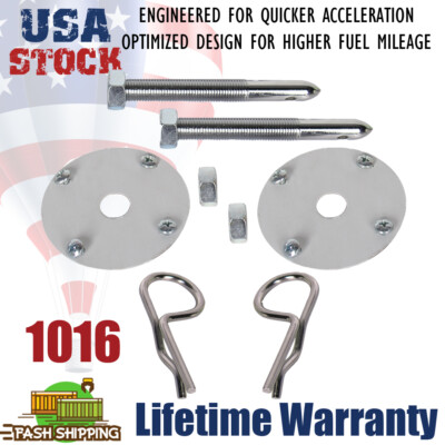 A Pair Universal Steel Hood Pin Clip Kit Hair-Pin Style chrome plated 4 ...