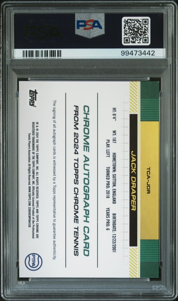 2024 Topps Chrome Tennis Jack Draper #TCA-JDR Autograph PSA 9 | eBay